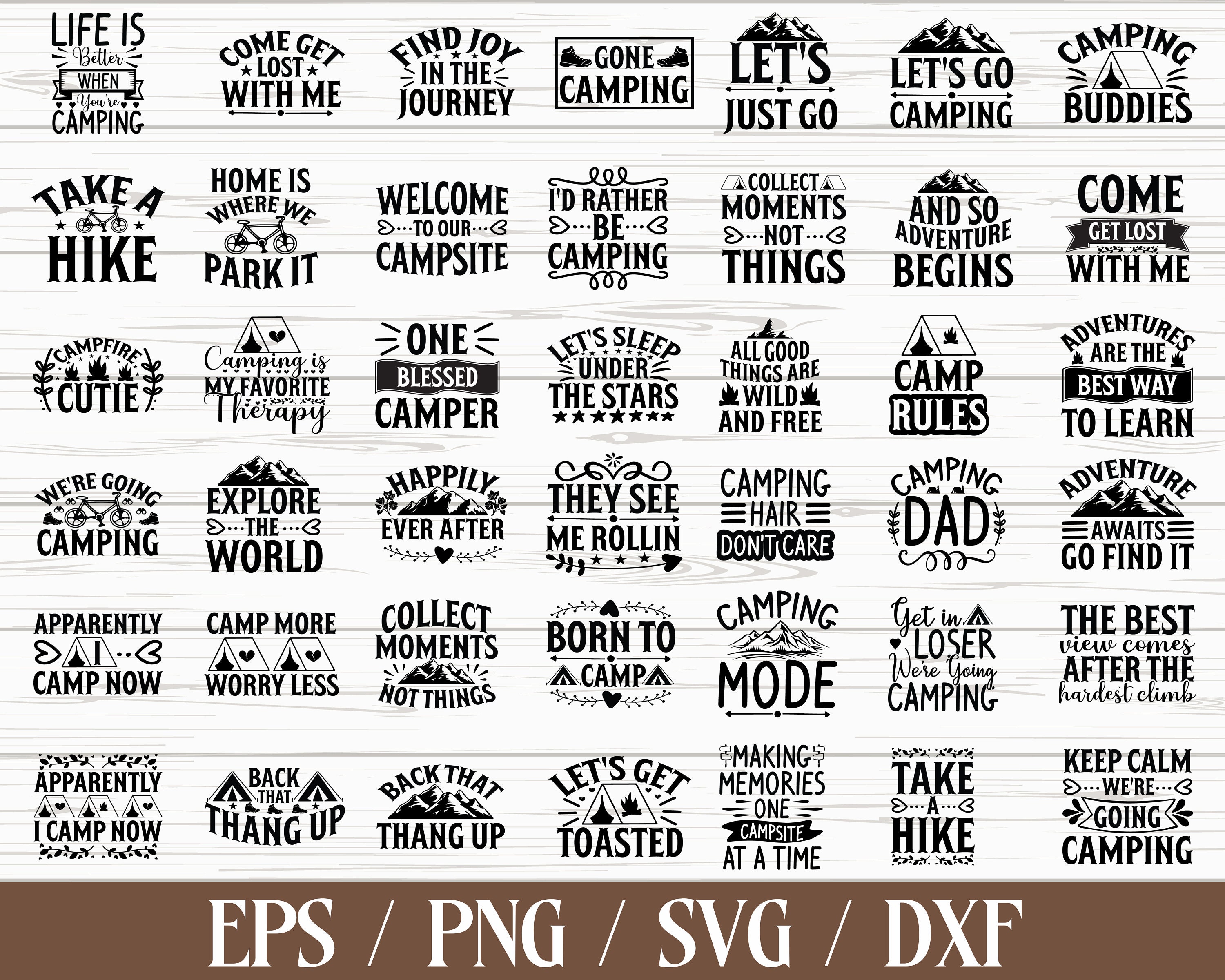 42 Camping Quotes Bundle Svg Files Vector Printable Clipart - Etsy ...