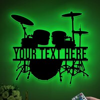 Custom Drummer Metal Sign, Drummer Wall Art LED Lights, Personalized ...