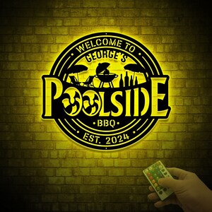 Personalized Poolside Wall Art With Led Lights, BBQ Sign, Welcome Sign ...