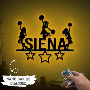 Custom Cheerleader Metal Sign With Led Lights, Personalized Cheerleader ...