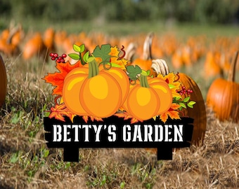 Personalized Fall Pumpkin Metal Garden Stake,pumpkin Garden Sign,custom ...