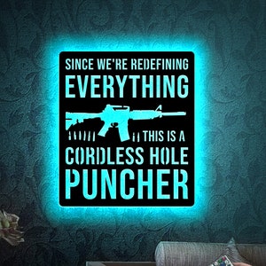 Gun Wall Art With LED Lights, Metal Gun Sign Home Decor, Armory Decor ...