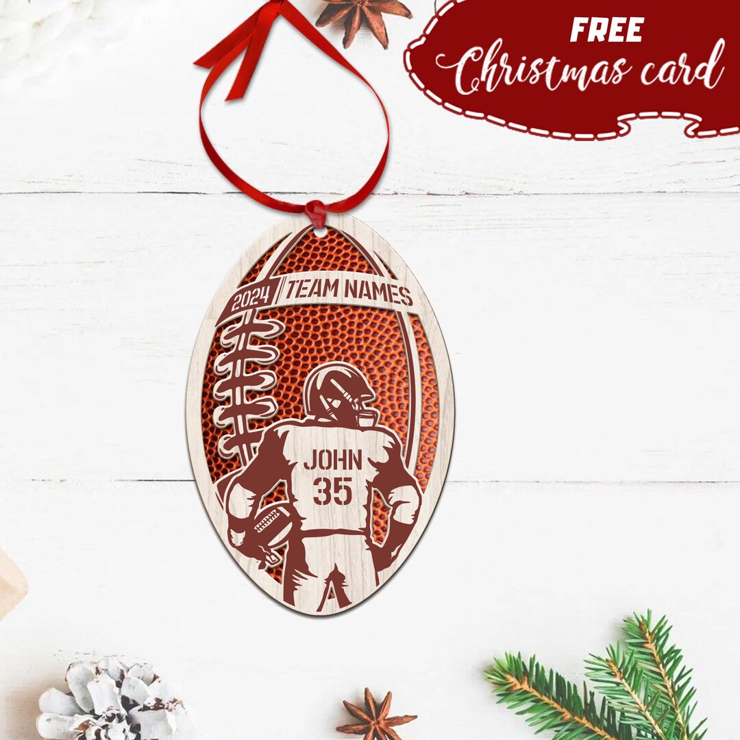 Custom Football Wood Ornament 2 Layers, Xmas Gift for Him, Football ...