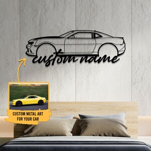 Custom Name Car Silhouette Metal Sign With Light, Car Metal Wall Art ...