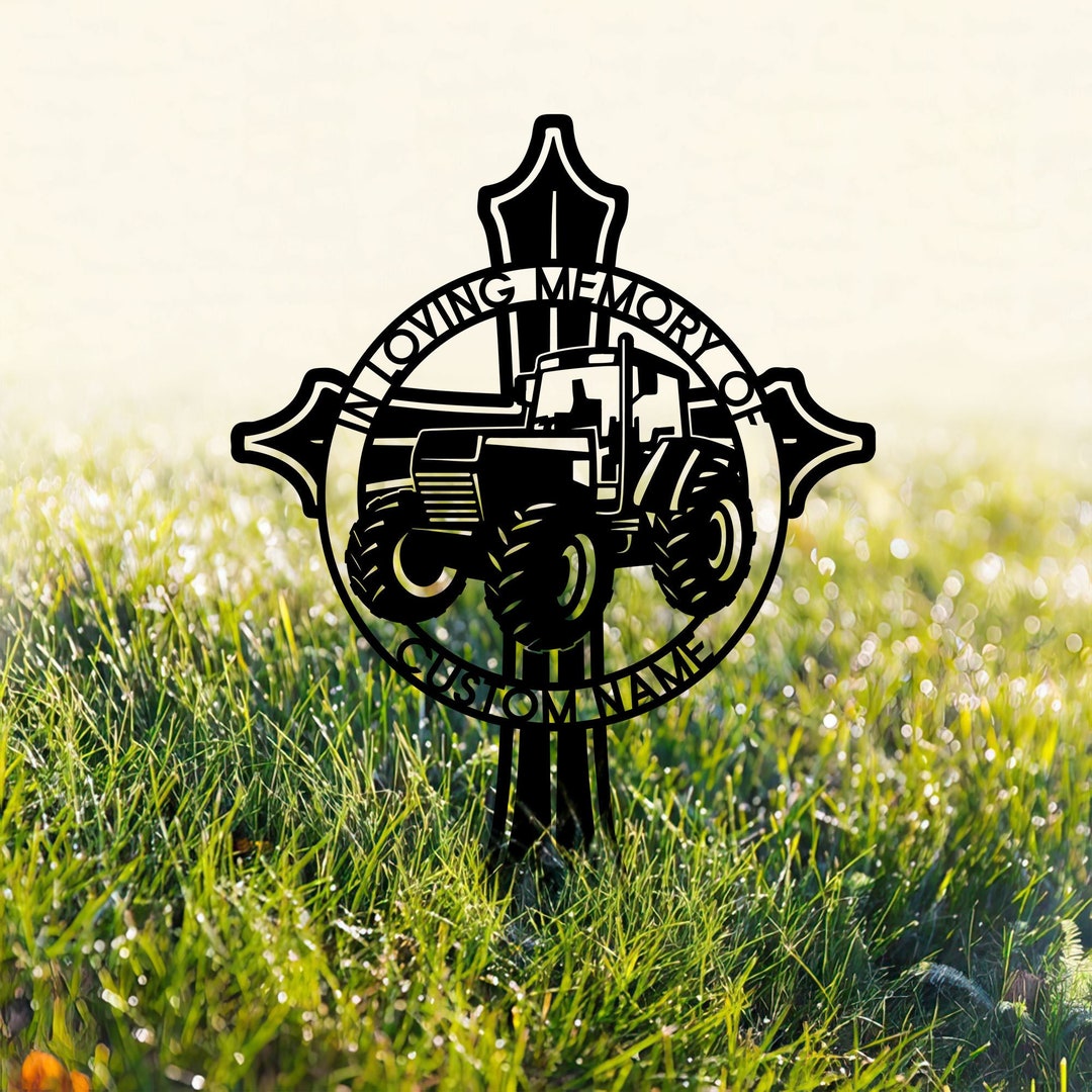 Personalized Tractor Memorial Stake, Tractor Metal Stake, Farmer Loss ...