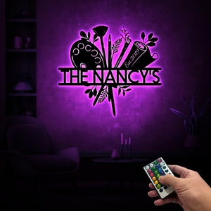 Painting Metal Wall Art Led Light, Artist Tools Metal Sign, Artist ...