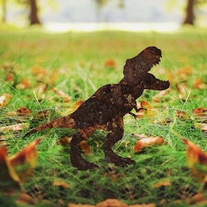 Rusty Metal T-rex Garden Art, Outdoor Dinosaur Decor - Etsy