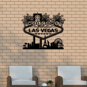 Welcome to Las Vegas Metal Sign With Led Light, Las Vegas Wall Art ...