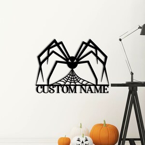 Personalized Spider Metal Wall Art With Led Light, Spider Halloween ...