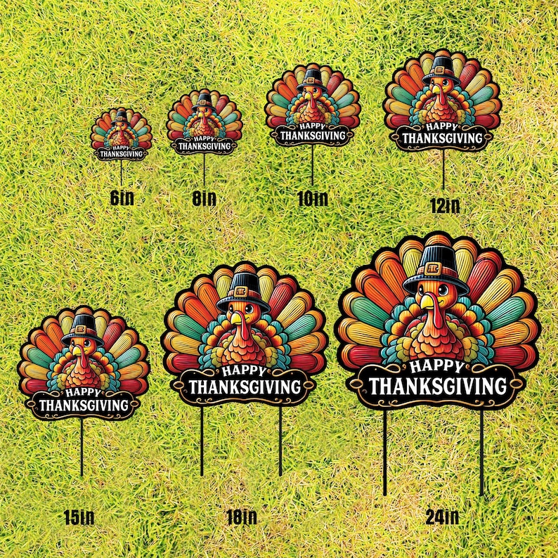 Thanksgiving Turkey Metal Garden Sign, Autumn Colors Happy Thanksgiving ...