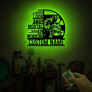 Custom Welder Metal Sign LED Lights, Welder Shop Sign, Welding Workshop ...