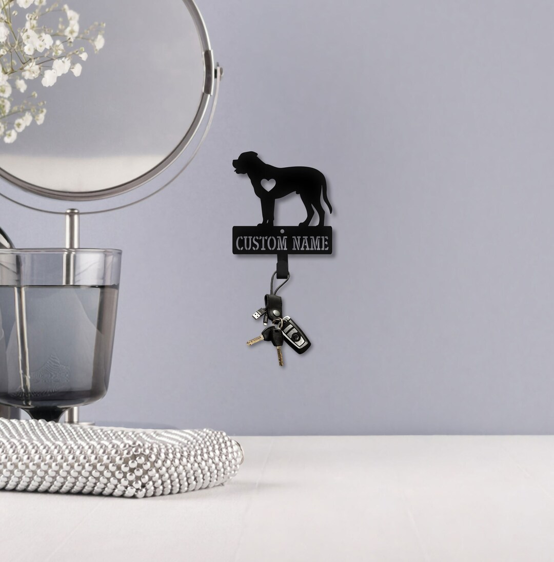 Personalized Dog Key Hanger Metal, Mastiff Dog Lover, Pet Key Holder ...