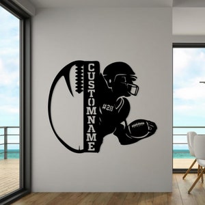 Personalized Football Metal Wall Art With LED Light, Football Player ...