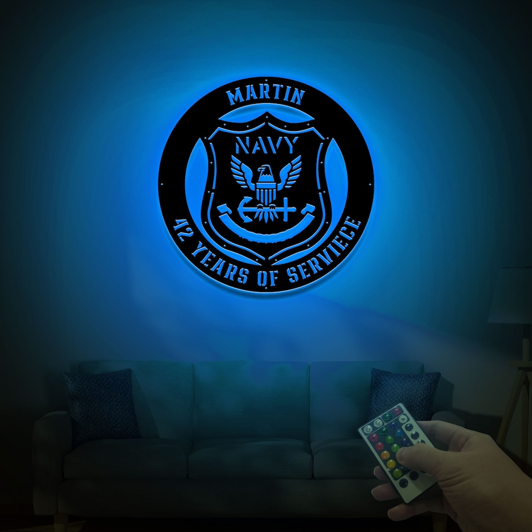 Military Metal Sign Wall Art With LED Lights, Military Wall Hanging ...