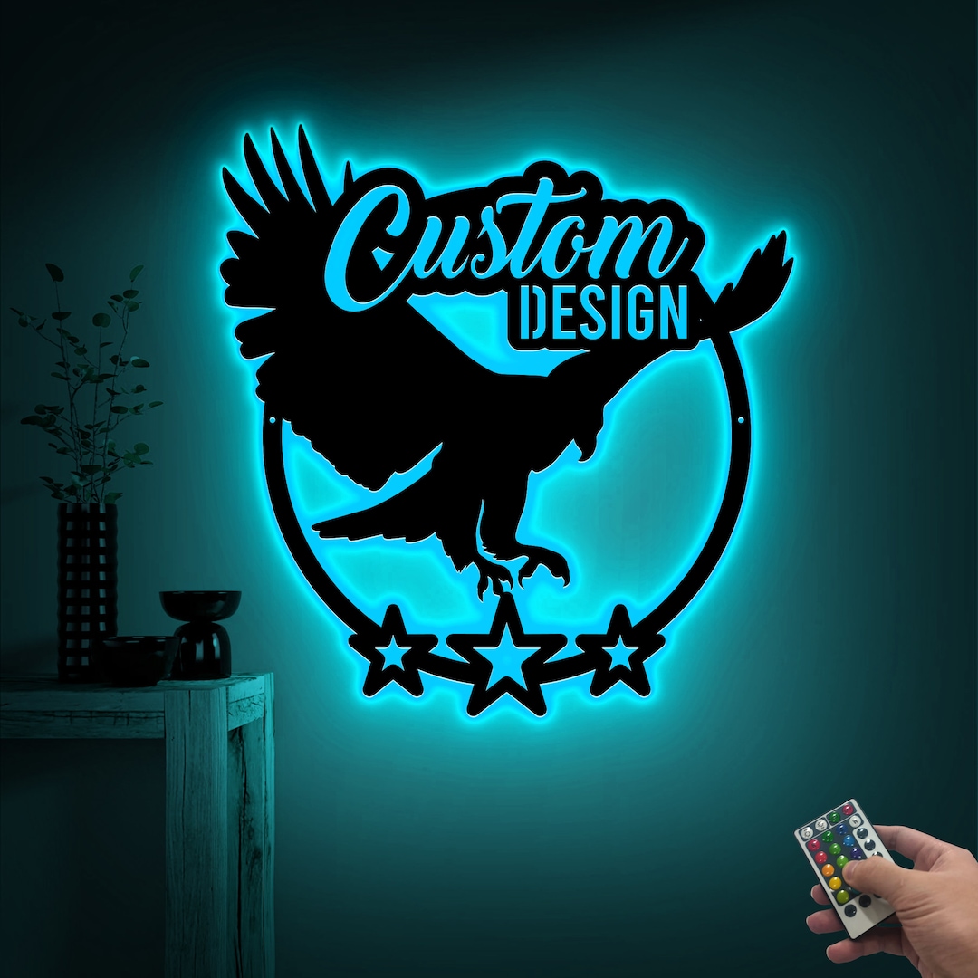 Custom Logo Sign With LED Lights, Metal Logo Sign, Custom Your Text ...