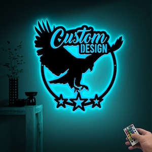 Custom Logo Sign With LED Lights, Metal Logo Sign, Custom Your Text ...