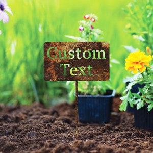 Custom Garden Sign, Rustic Metal Garden Stake, Yard Stake, Metal Yard ...