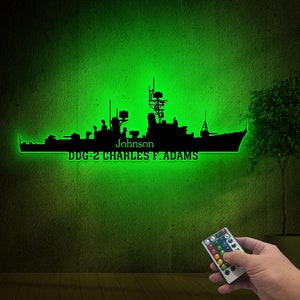 Custom US Navy Ships Metal Sign Wall Art With LED Lights, Battleship ...