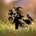 Witch on Broomstick Metal Yard Stake, Halloween Outdoor Decor - Etsy