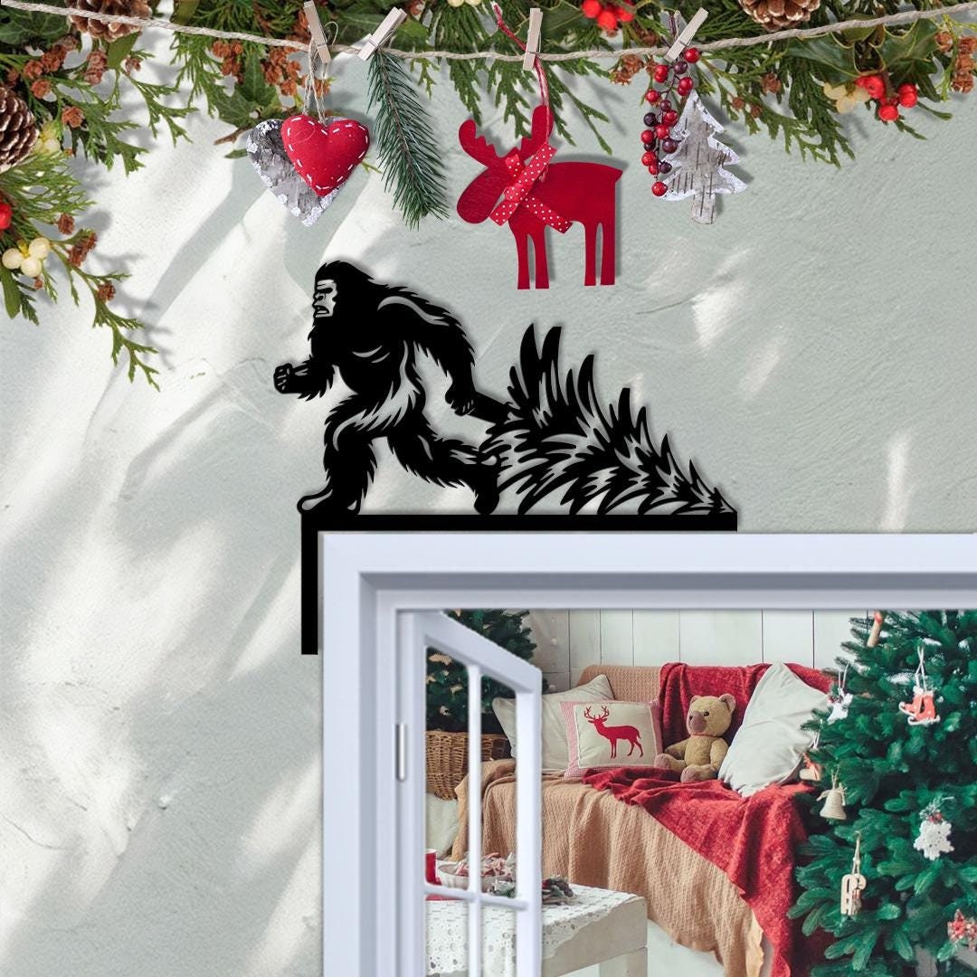 Bigfoot Christmas Tree Steel Door Corner Sign, Dad Gift - Etsy