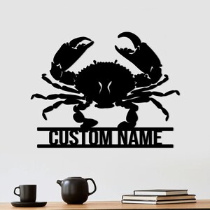 Custom Crab Metal Sign Wall Art With Led Night, Personalized Crab Name ...