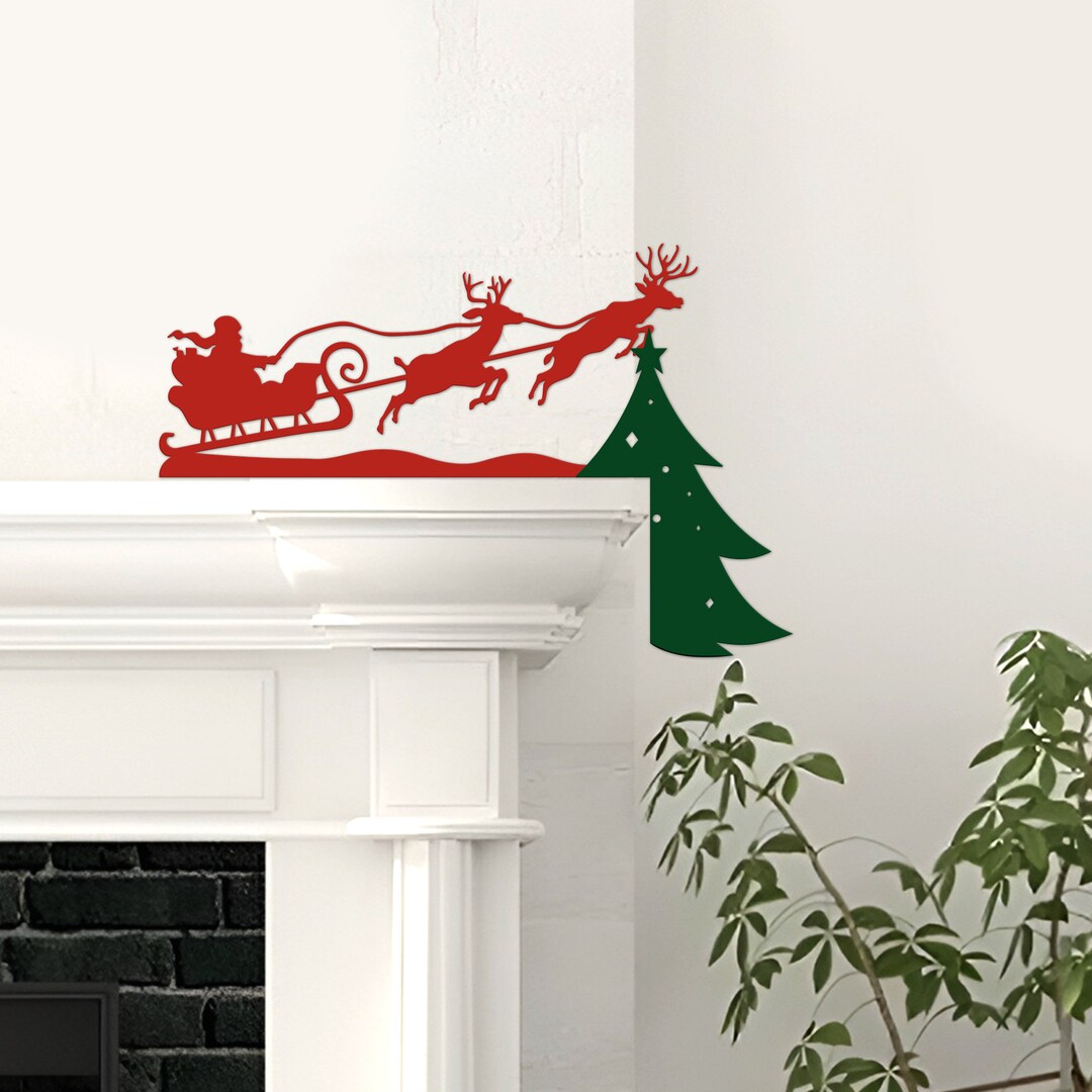 Christmas Door Corner Topper, Santa Sleigh Reindeer Polywood Sign - Etsy