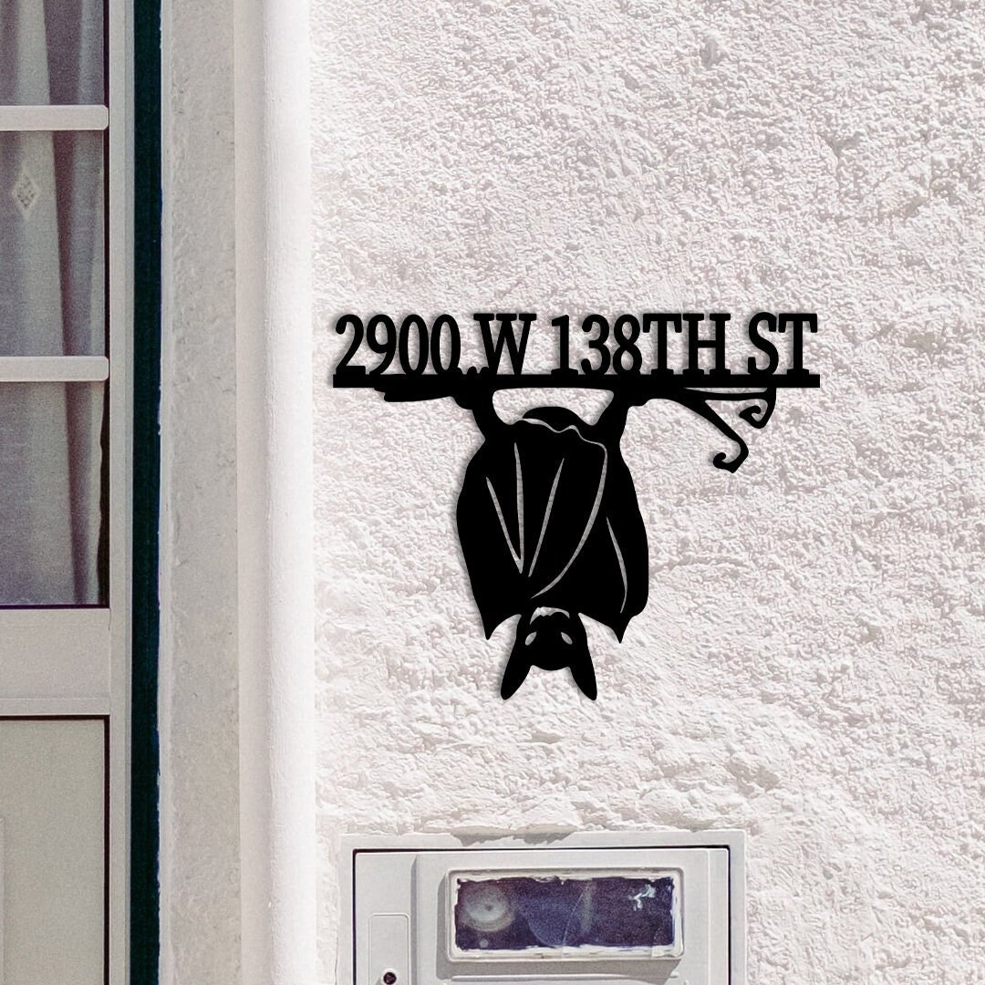 Personalized Bat Address Sign, Custom House Number Sign, Address Wall ...