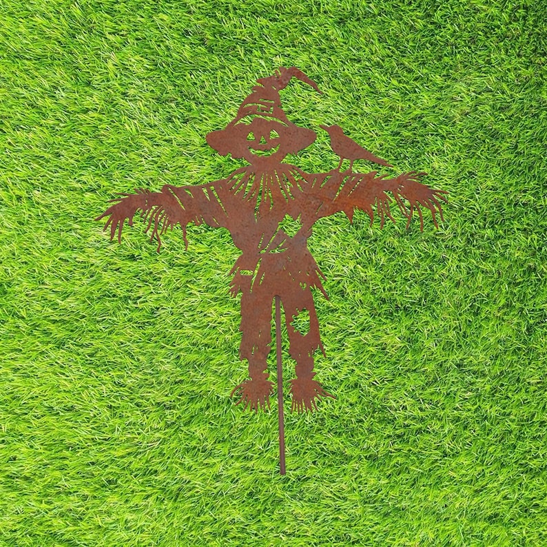 Rustic Metal Scarecrow Garden Stake, Halloween Yard Art - Etsy
