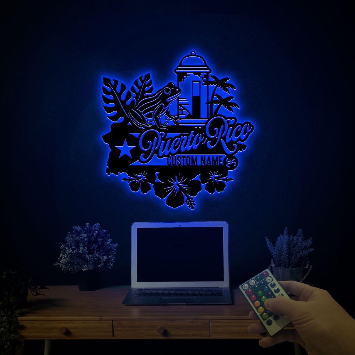 Custom Puerto Rico Metal Sign With LED Lights, Personalized Wall Art - Etsy