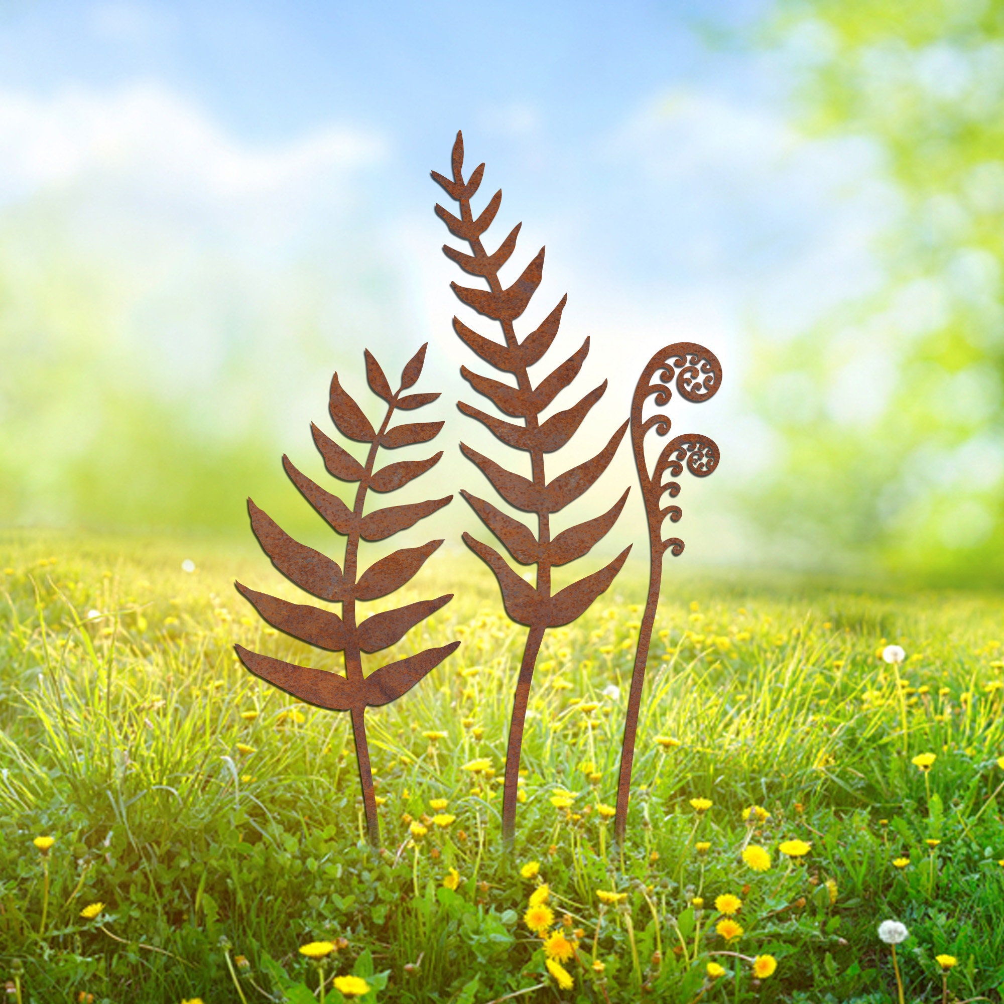 Fiddlehead Fern Leaf Sign Rusty Rustic Metal Garden Sign - Etsy