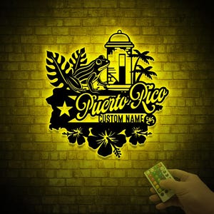 Custom Puerto Rico Metal Sign With Led Lights, Personalized Puerto Rico ...