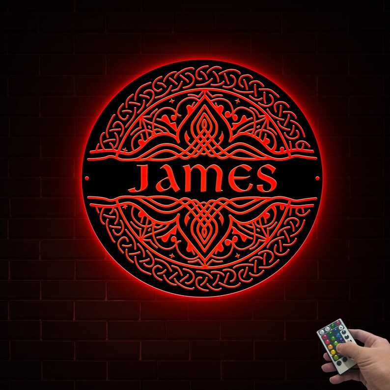 Custom Name Celtic Metal Sign, LED Wall Decor - Etsy