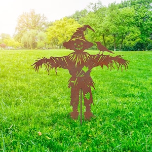 Rustic Metal Scarecrow Garden Stake, Halloween Yard Art - Etsy