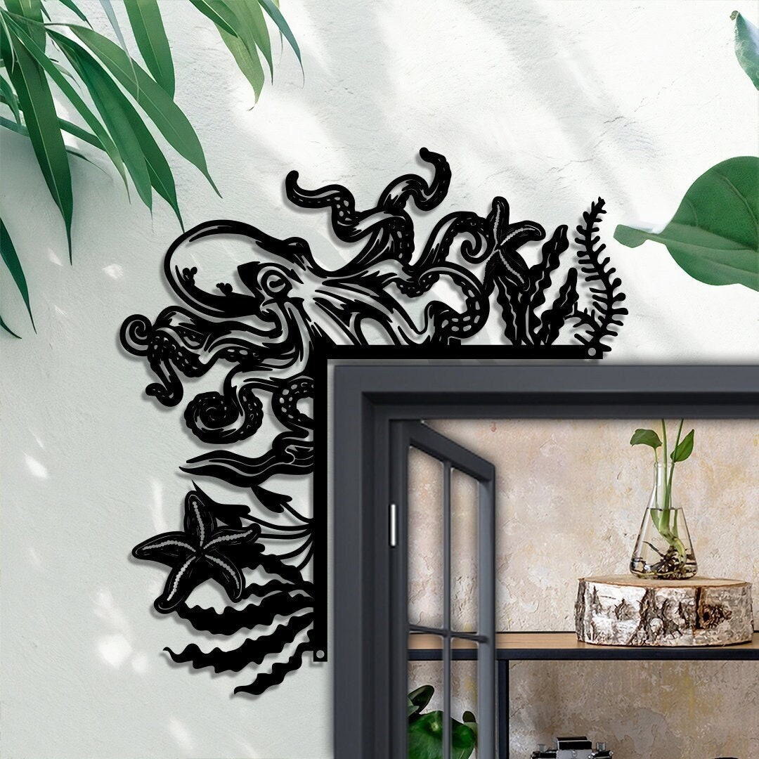 Octopus Door Topper, Coastal Themed Decor, Over the Door Sign, Door ...