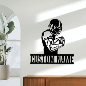 Custom American Football Metal Sign With LED Light, Football Player ...
