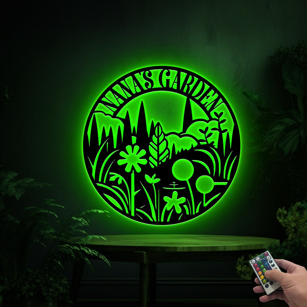 Personalized Garden Metal Art With Led Lights, Custom Gardener Name ...