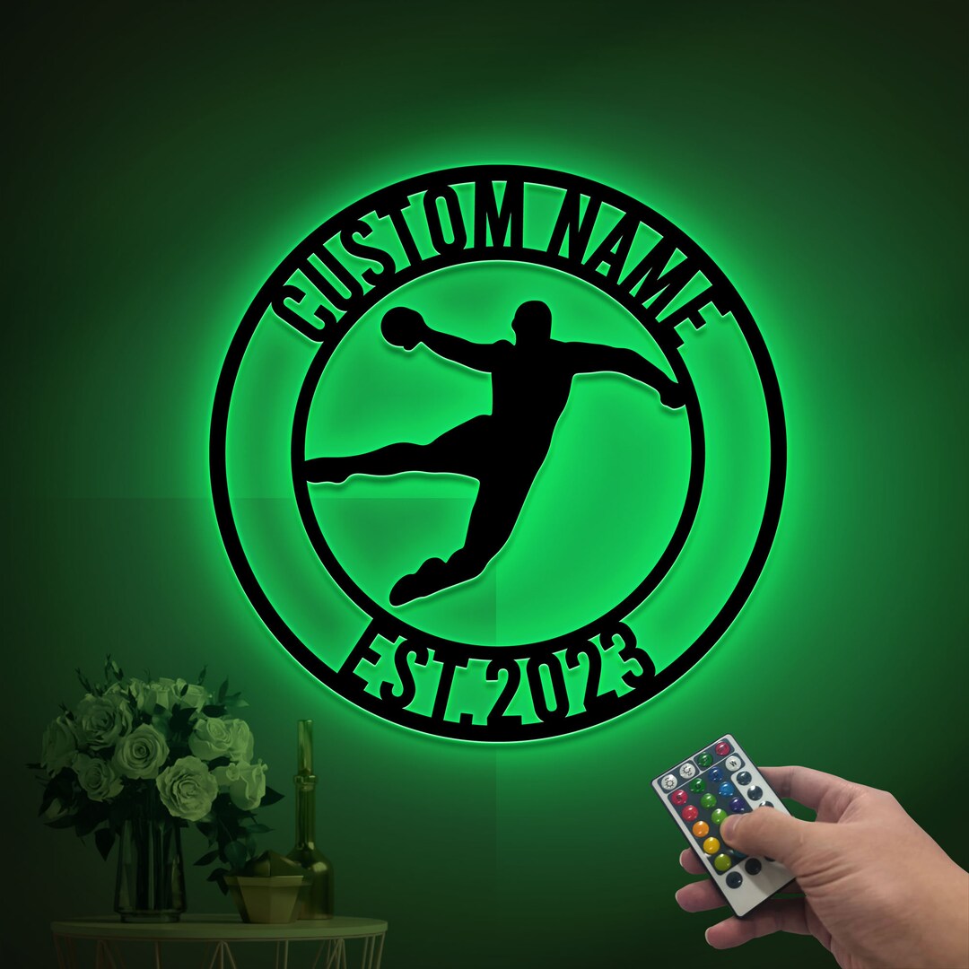 Personalized Handball Sport Metal Sign Wall Art With Led Lights ...