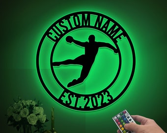 Personalized Handball Sport Metal Sign With LED Lights, Custom Handball ...