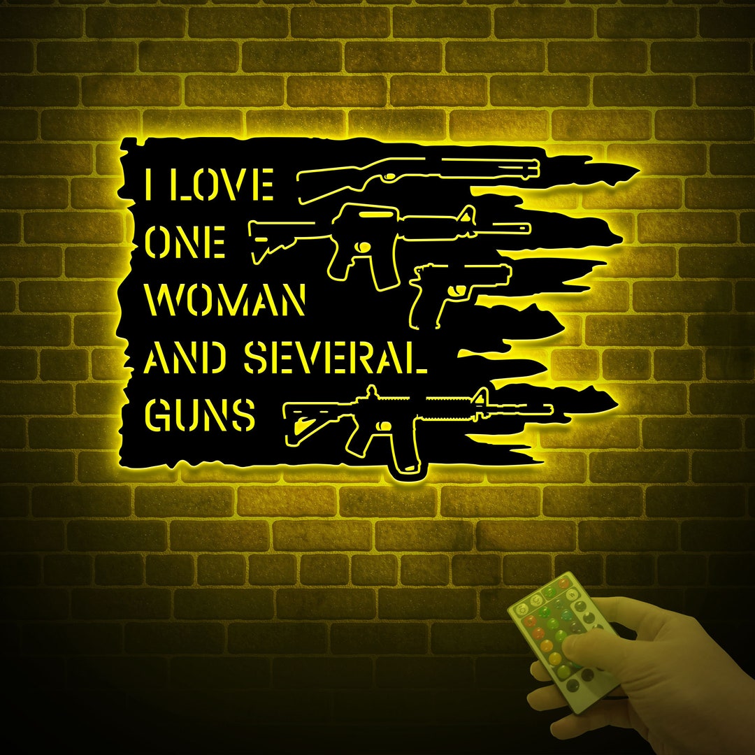 Pro Gun Metal Sign With LED Lights, Gun Rights, 2nd Amendment Wall Art ...