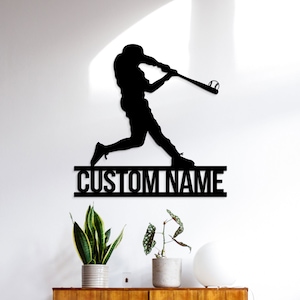 Custom Baseball Metal Sign Wall Art Led Lights, Personalized Softball ...