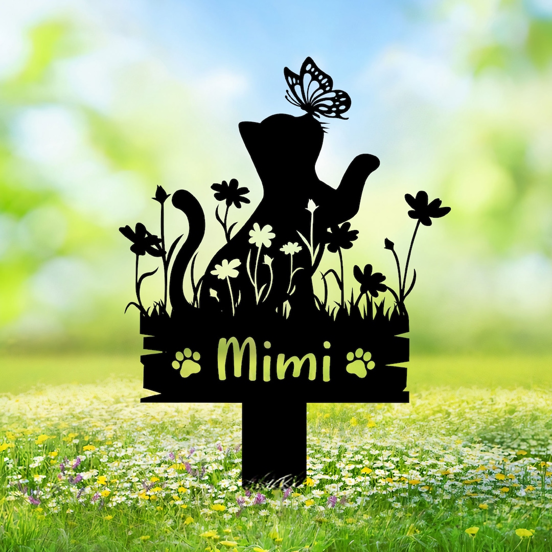Custom Cat Memorial Stake, Cat Grave Marker Garden Decor, Cat With ...