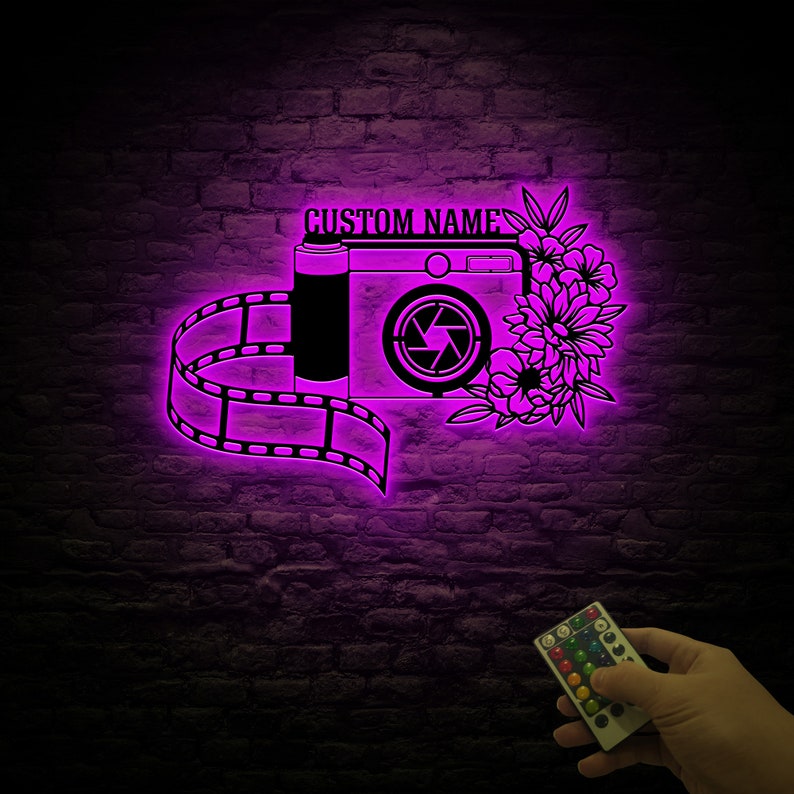 Custom Camera Metal LED Sign, Floral Photography Wall Decor - Etsy