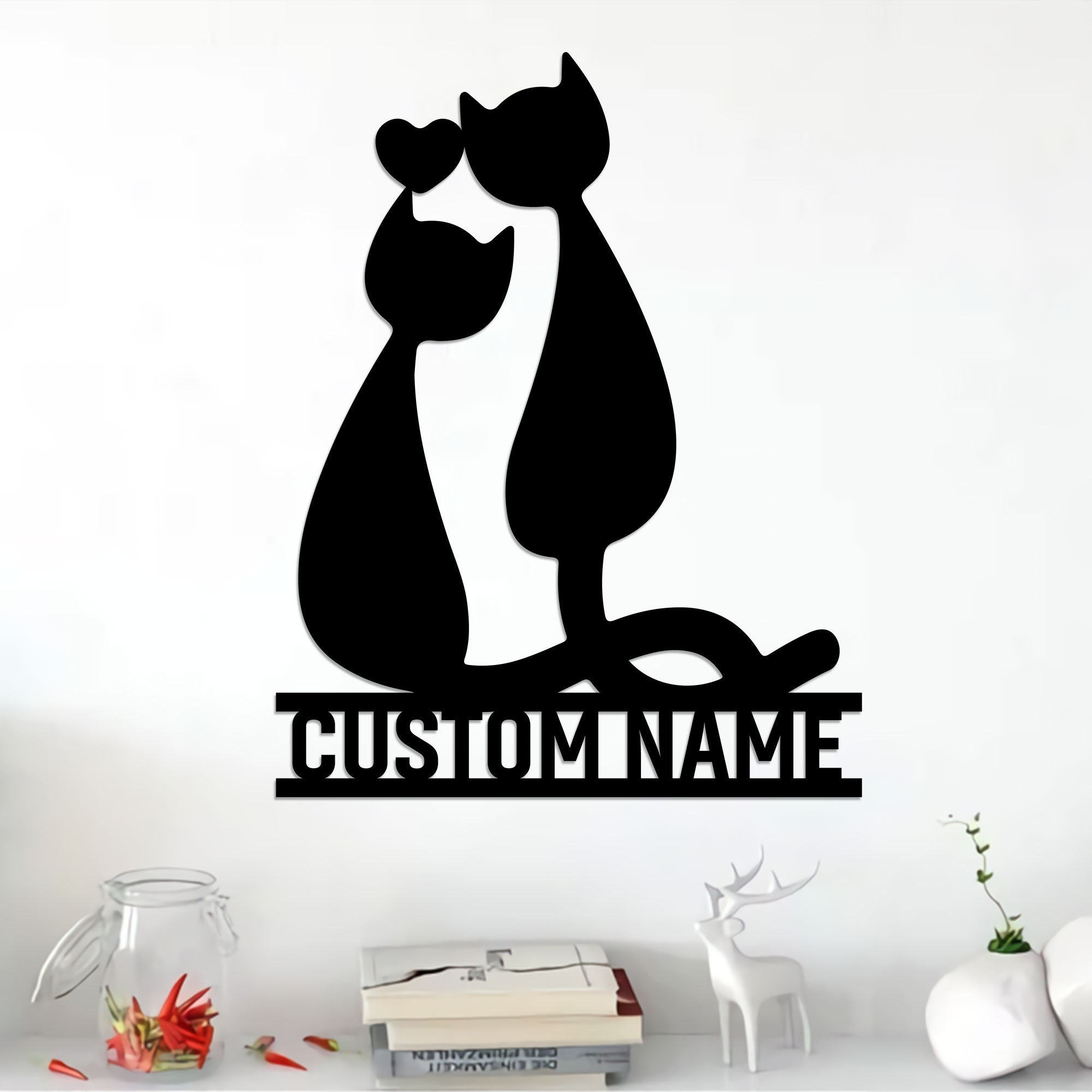 Custom Cat Couple Metal Sign With LED Lights Cat Sign With - Etsy