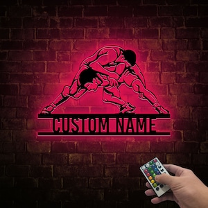 Custom Wrestling Metal Sign Wall Art With Led Lights, Personalized ...