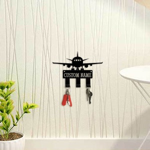 Custom Airplane Metal Key Holder, Pilot Name Sign, Metal Coat Rack ...