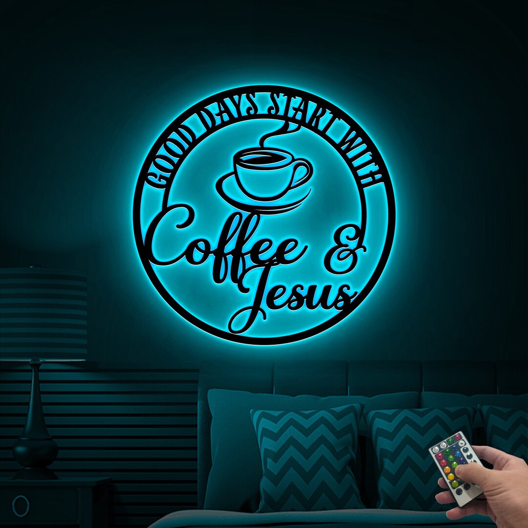 Coffee Sign Wall Art With Led Lights, Good Days Begin With Coffee - Etsy