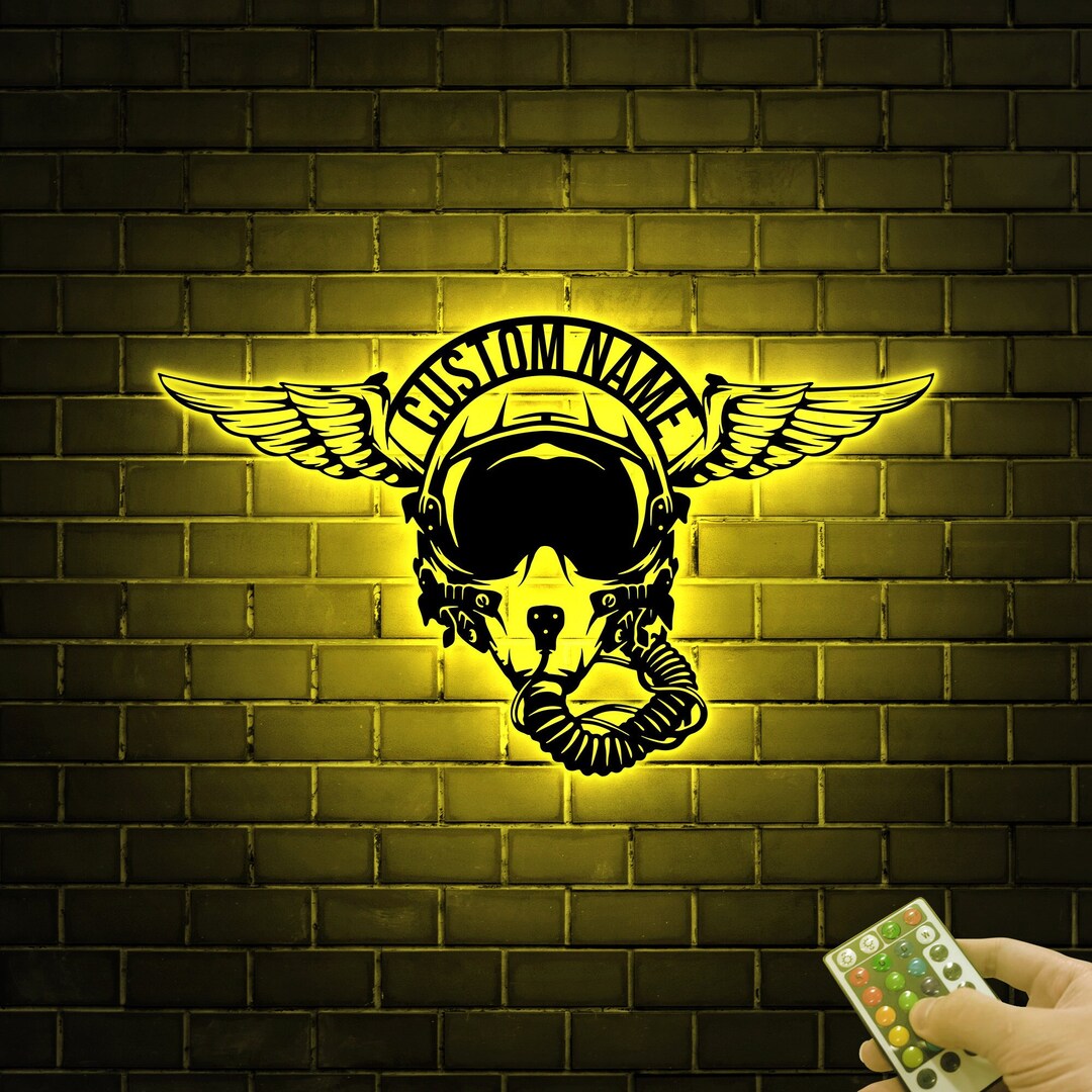 Fighter Pilot Metal Sign With LED Lights, Personalized Air Force Metal ...