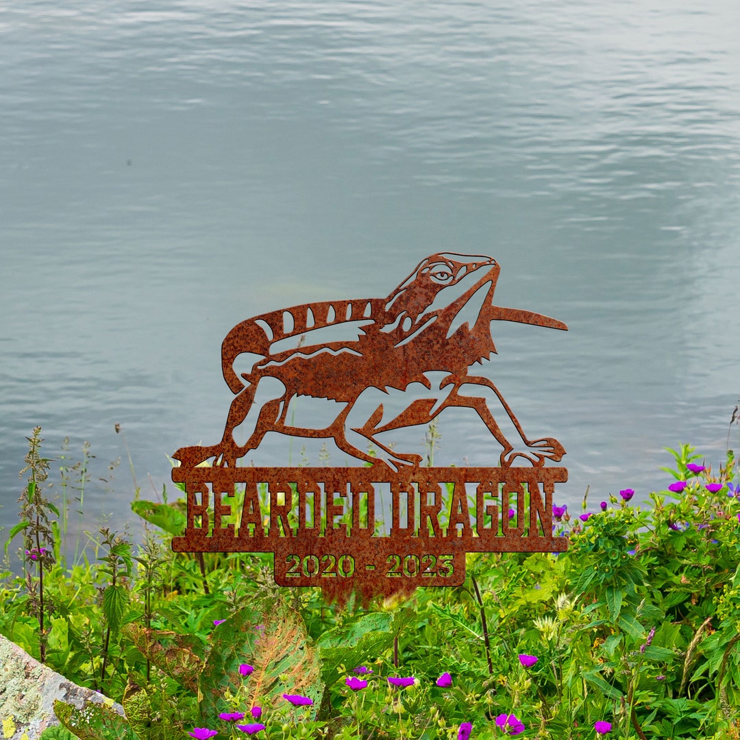 Custom Bearded Dragon Rusty Metal Stake, Lizard Pet Loss Memorial ...