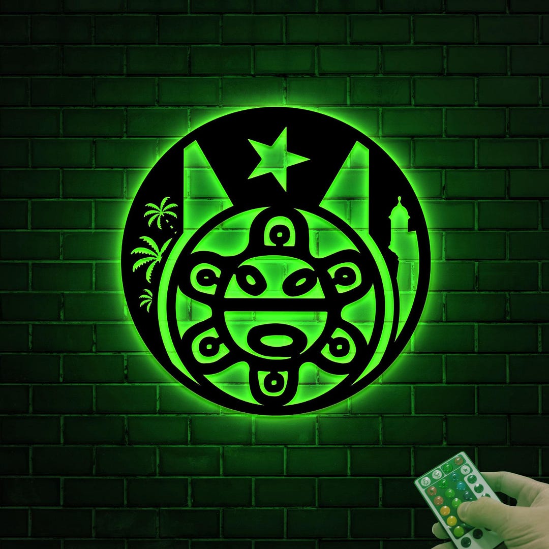 Puerto Rico Metal Sign With Led Lights, Puerto Rican Metal Wall Art ...