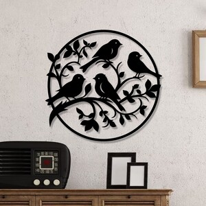 Birds on Branch Wall Sign, Metal Birds on Branch, Birds Wall Art, Birds ...